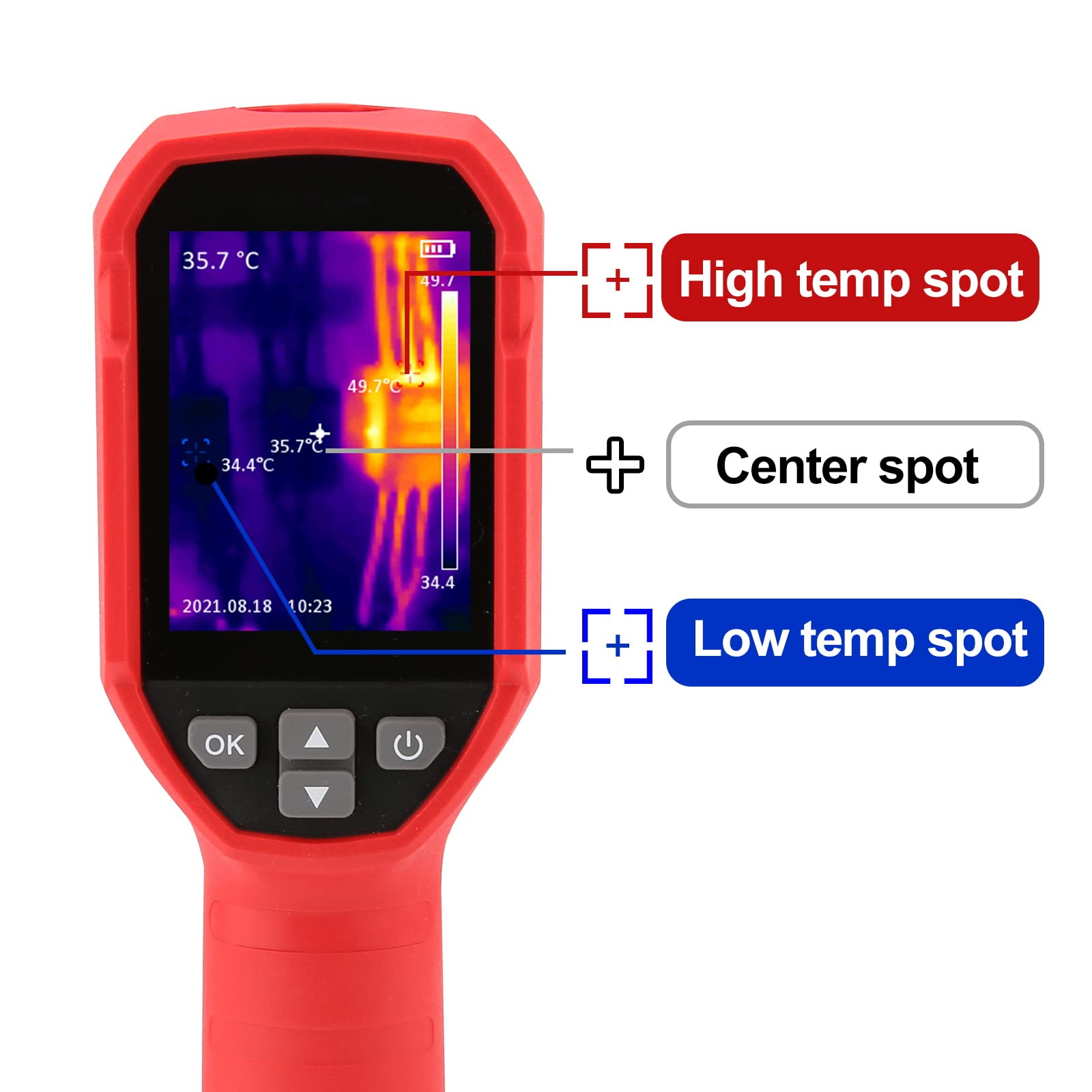 UNI-T UTi220A Pro Thermal Camera Imager 256x192 IR Resolution Handheld Infrared Camera Thermal Imaging 49152Pixels 25Hz Refresh Rate, IP65 2 Meter Drop Durability Rechargeable 16GB MicroSD