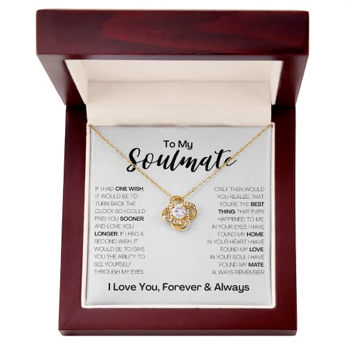 To My Soulmate Necklace Light Up Box Stering Silver And Gold 18K Yellow Gold Finish/Luxury Box