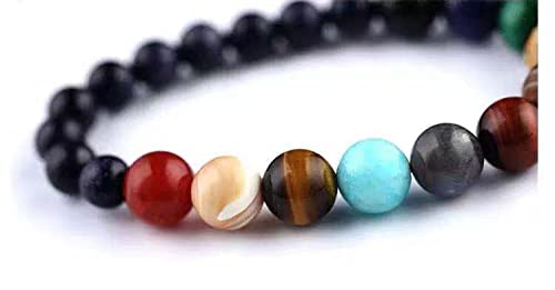 Unique Eight Planetary Bracelets Natural Stone Adjustable Beaded Bracelet Cosmic Solar System Themed Bracelet