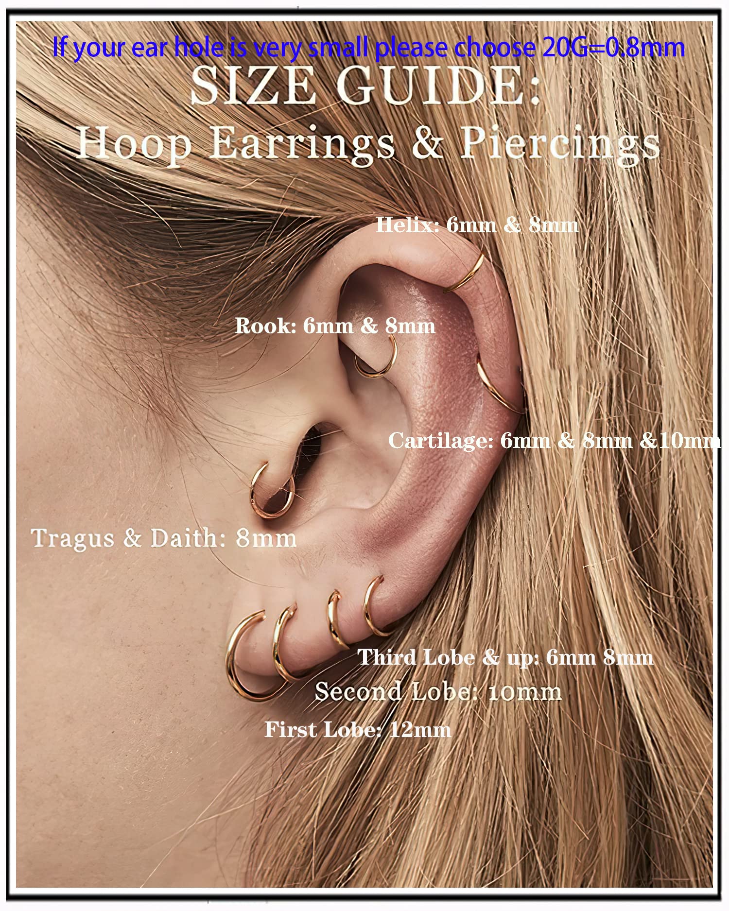 Unisex Dainty Tiny 18k Real Gold Plating Cartilage Hoop Earrings, 16G Surgical Steel Small Endless Hinged Hoops Earring for Earlobe Helix Rook Daith Conch