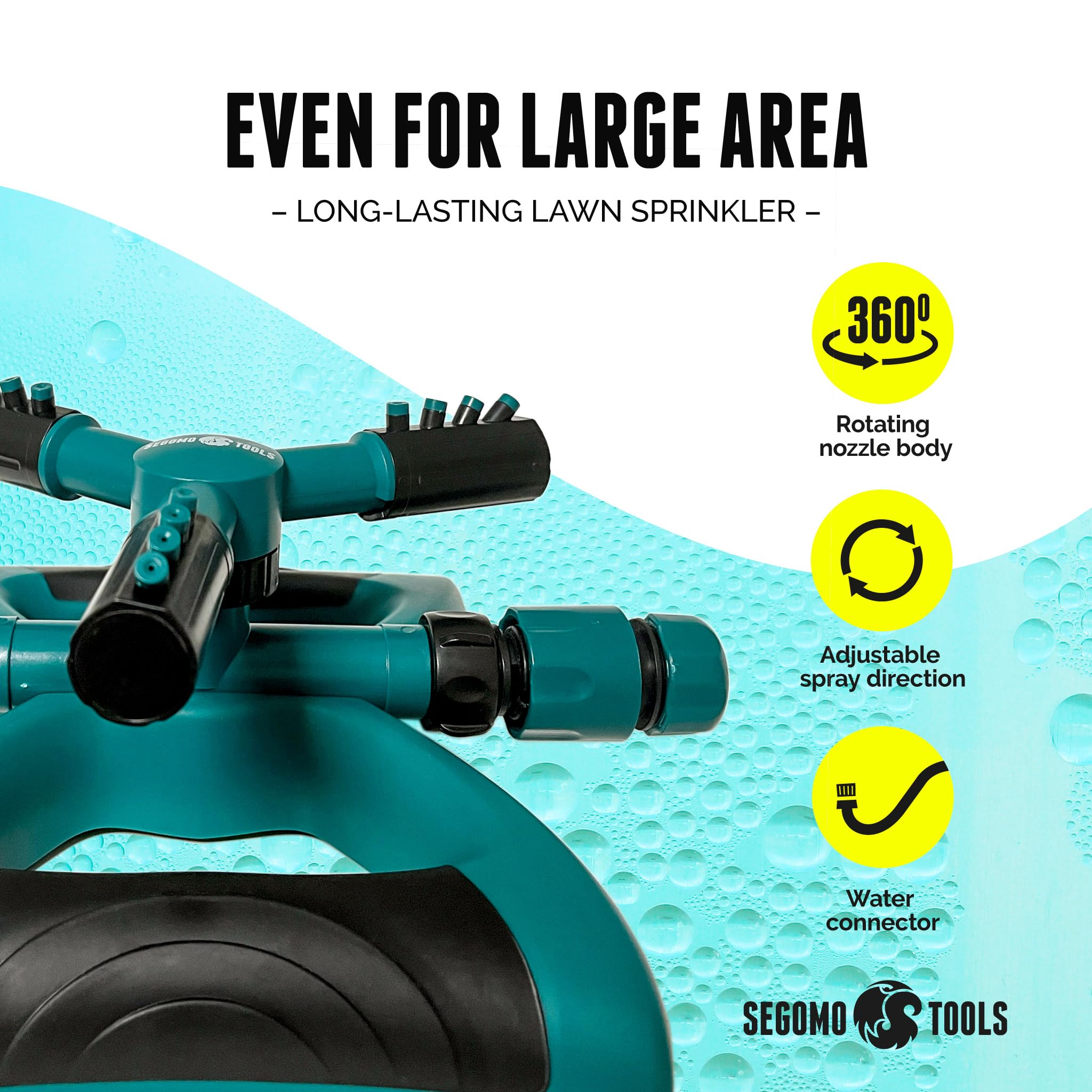 Segomo Tools 360 Degree Automatic Rotating Garden Sprinkler | Lawn Sprinkler | Yard Sprinkler | Sprinklers for Yard | Rotating Sprinkler | Rotating Sprinklers for Yard - GS360