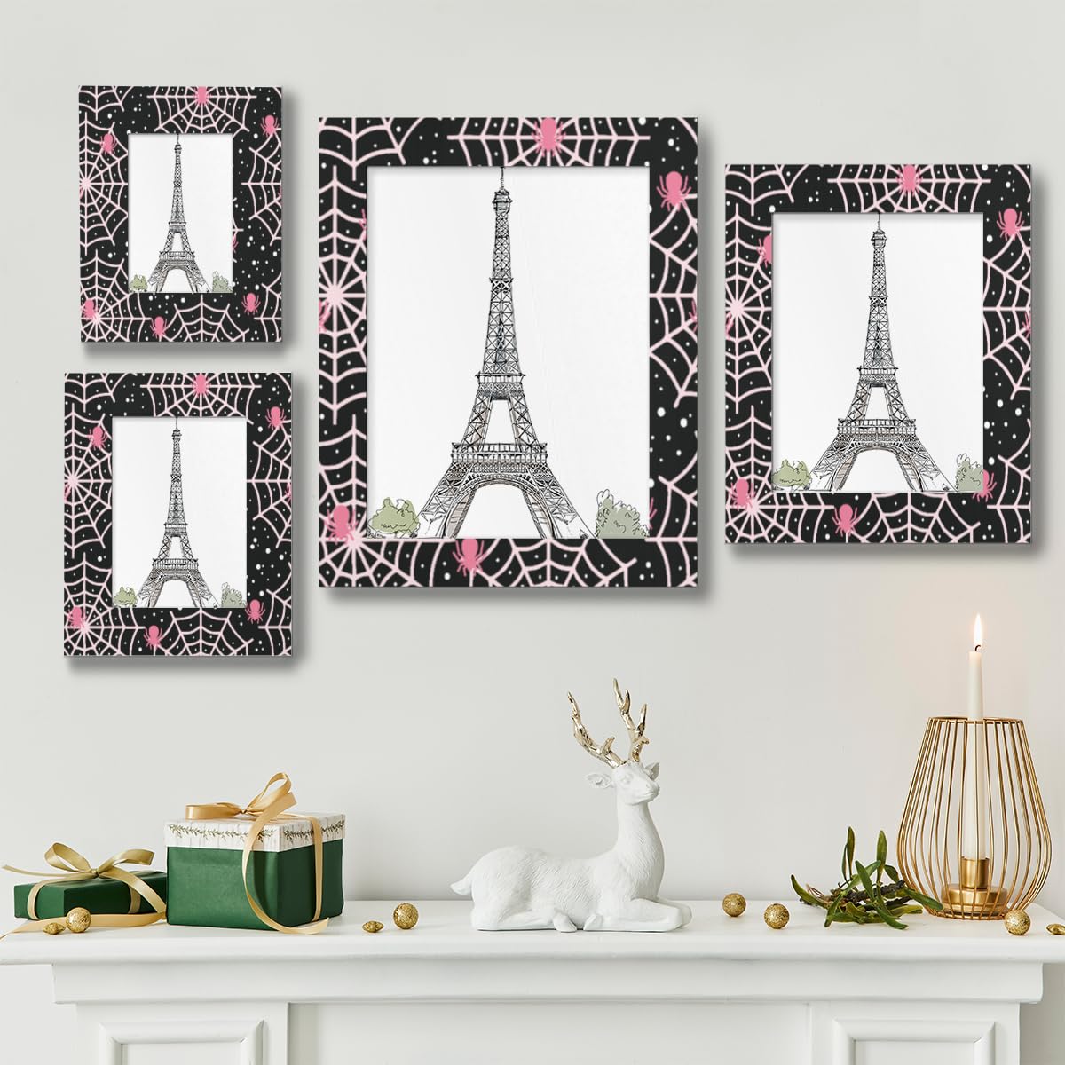 POFATO Red Spider Web 8x10 Picture Frame Wood Photo Frame for Tabletop Display Wall Mount Picture Frame Display 8 x 10 Inch Photo Wall Decor Home Gift Frames