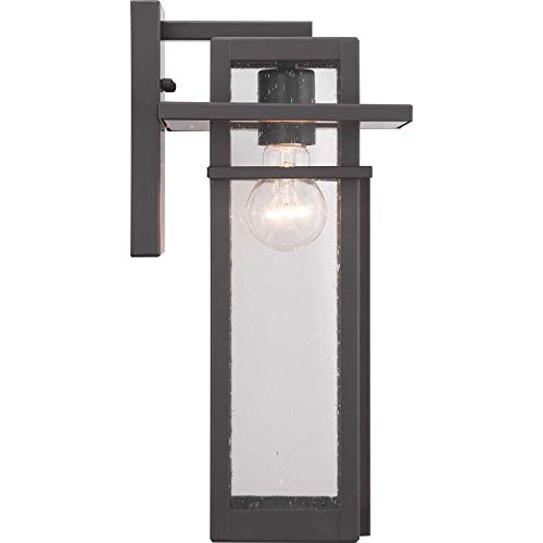 Progress Lighting Boxwood Collection 1-Light Clear Seeded Glass Craftsman Outdoor Medium Wall Lantern Light Antique Bronze , 14.13x7.63x7.63