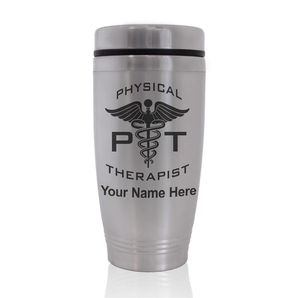 SkunkWerkz Commuter Travel Mug, PT Physical Therapist, Personalized Engraving Included