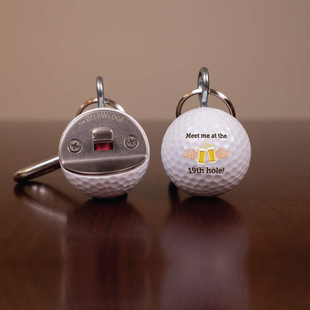 The Official Bottle Opener of Golf, Made from a real ball, Keychain for Bag, Meet me at the 19th Hole", The BeerWedge