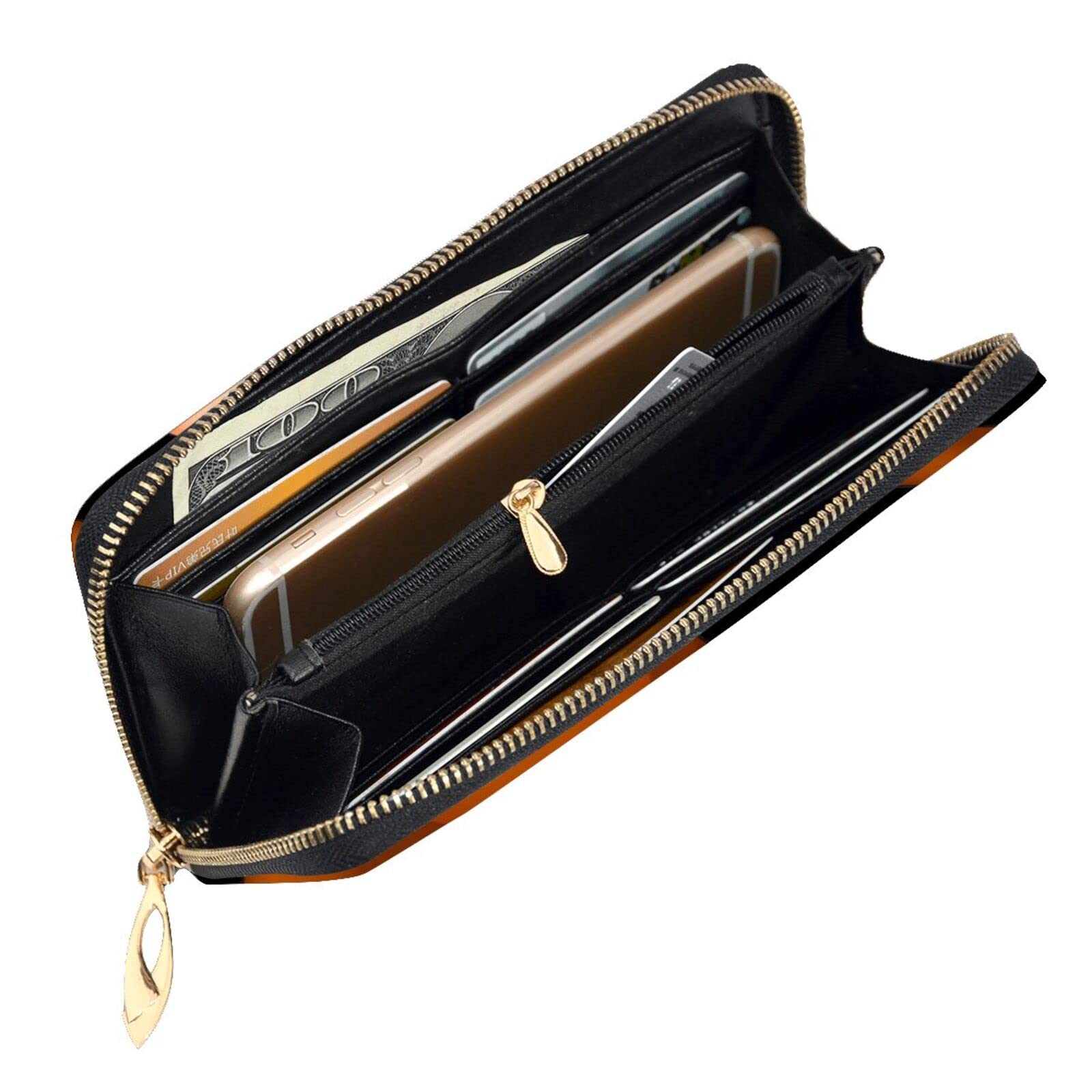 Women'S Leather Wallet Monkey Coin Purse Travel Credit Card Holder Zipper Purse Cell Phone Handbag