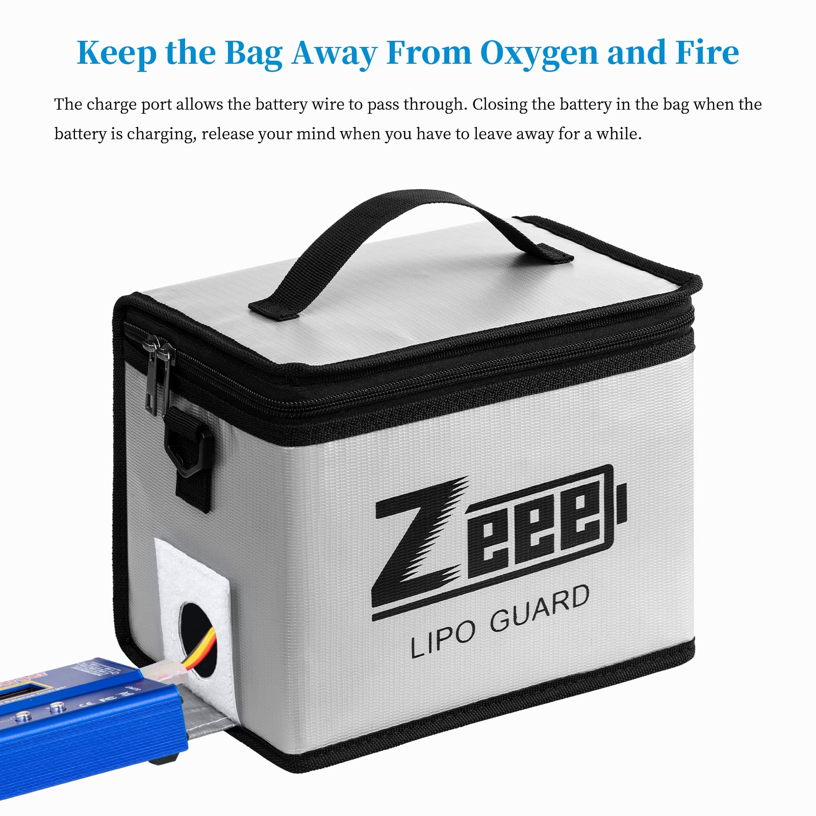 Zeee Lipo Safe Bag 2-Pack Fireproof Explosionproof Bag Large Capacity Battery Protection Bag Organizer Storage Guard Safe Pouch for Charge & Storage(8.46 x 6.5 x 5.71 in)