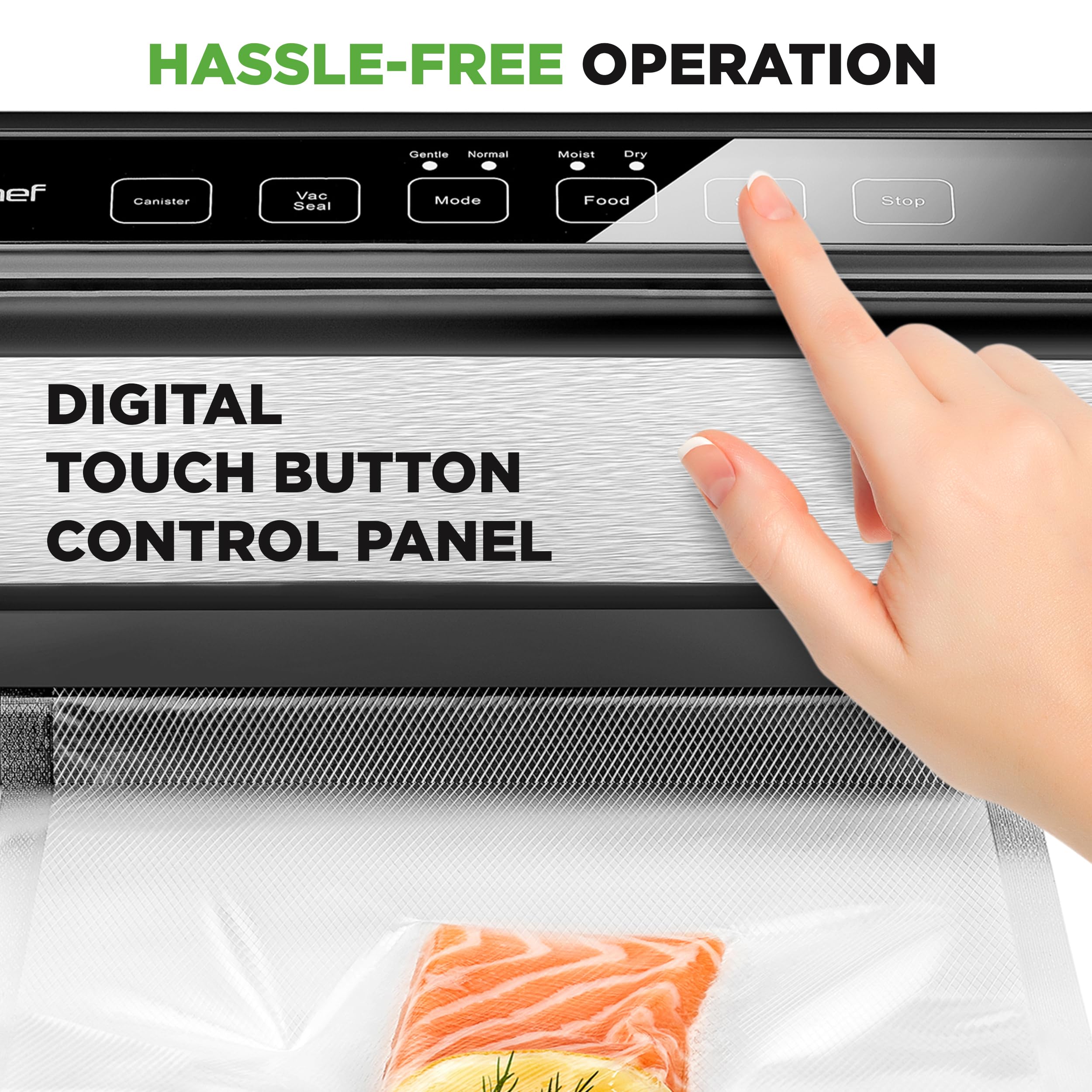NutriChef Vacuum Sealer | Automatic Vacuum Air Sealing System For Food Preservation w/ Starter Kit | Compact Design | Lab Tested | Dry & Moist Food Modes | Led Indicator Lights
