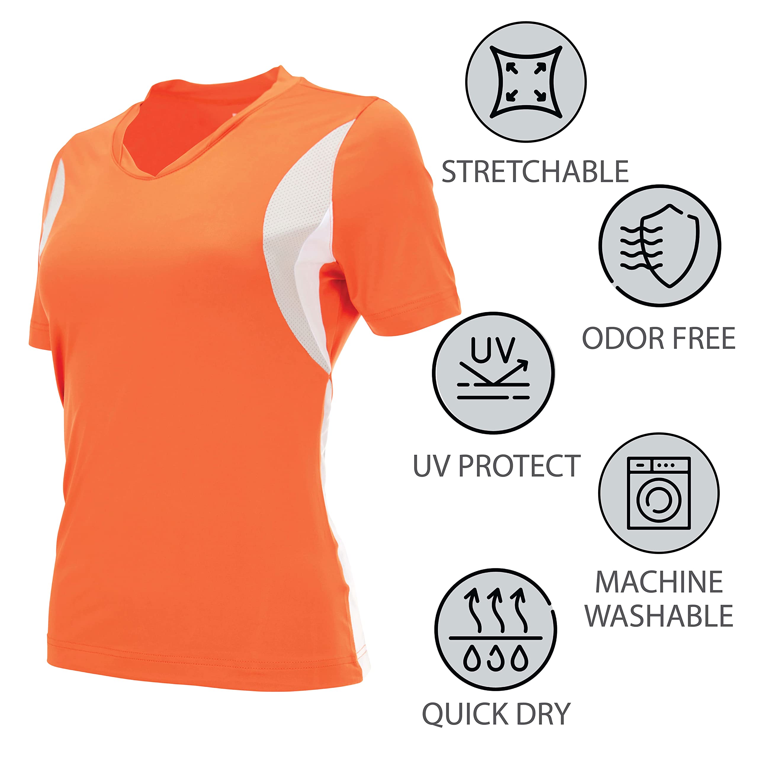 Women's Short Sleeve V-Neck T-Shirt Loose fit Activewear Dri-Fit Moisture Wicking Workout Yoga Top (Available in Plus)