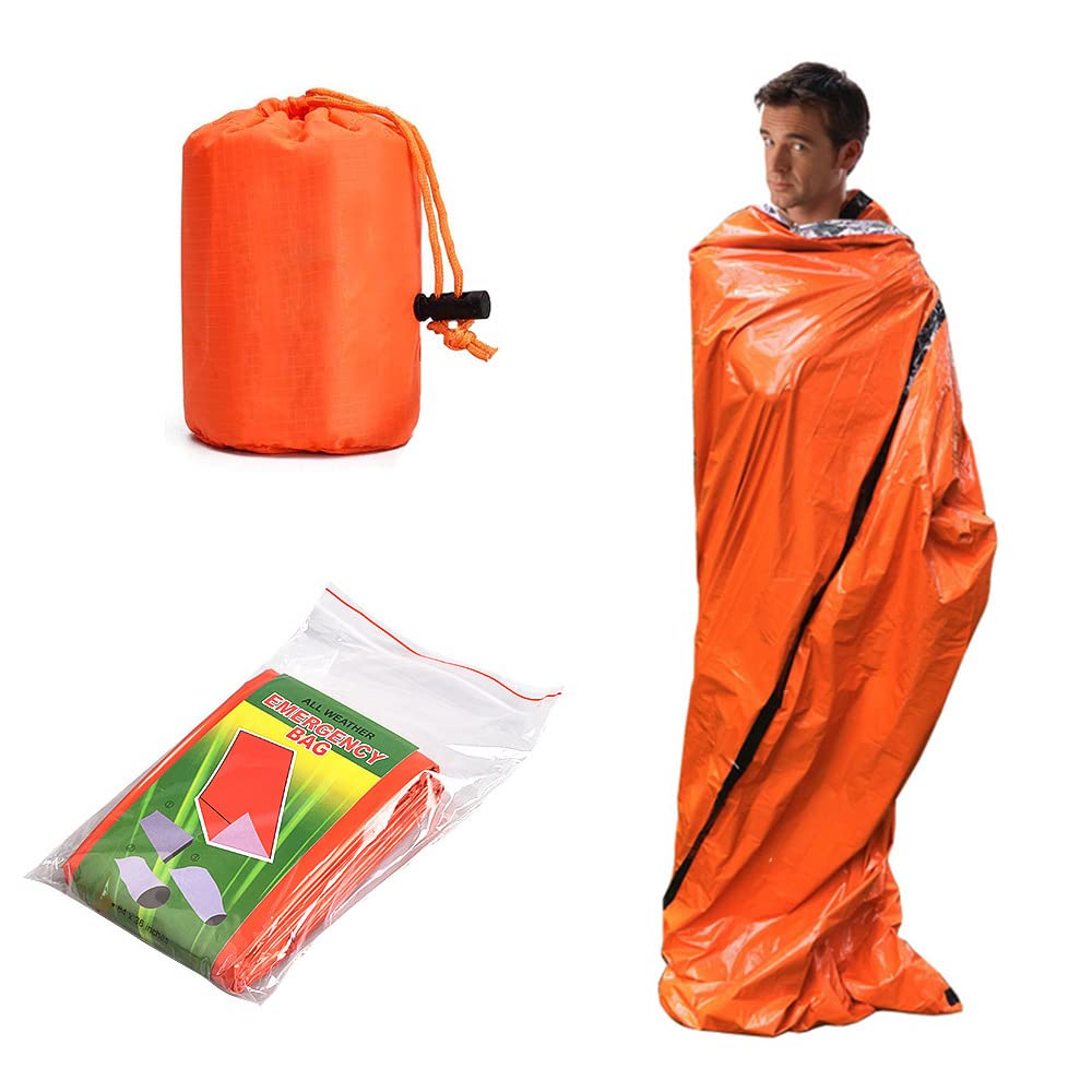 YDYJKI Emergency Survival Sleeping Bag, 2 Pack Thermal Sack Blanket, Waterproof Lightweight, Emergency Blankets Mylar Portable tarp Sack for Outdoor Camping, Hiking, Backpacking(Green)