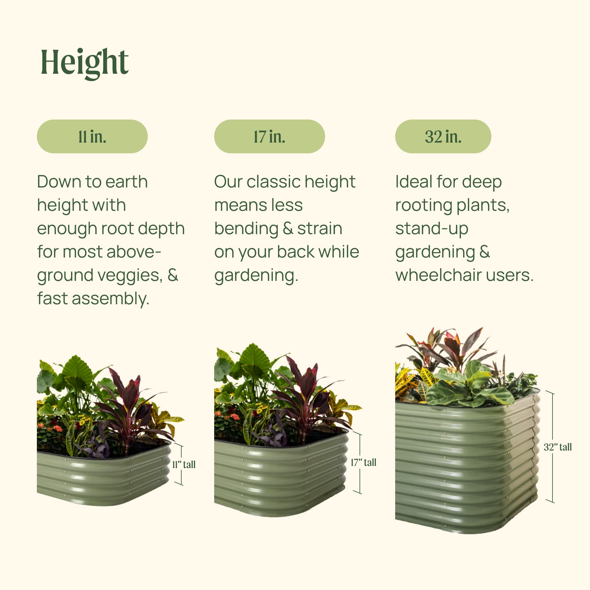 Vego garden Raised Garden Bed Kits, 17" Tall 9 in 1 8ft X 2ft Metal Raised Planter Bed for Vegetables Flowers Ground Planter Box-Pearl White