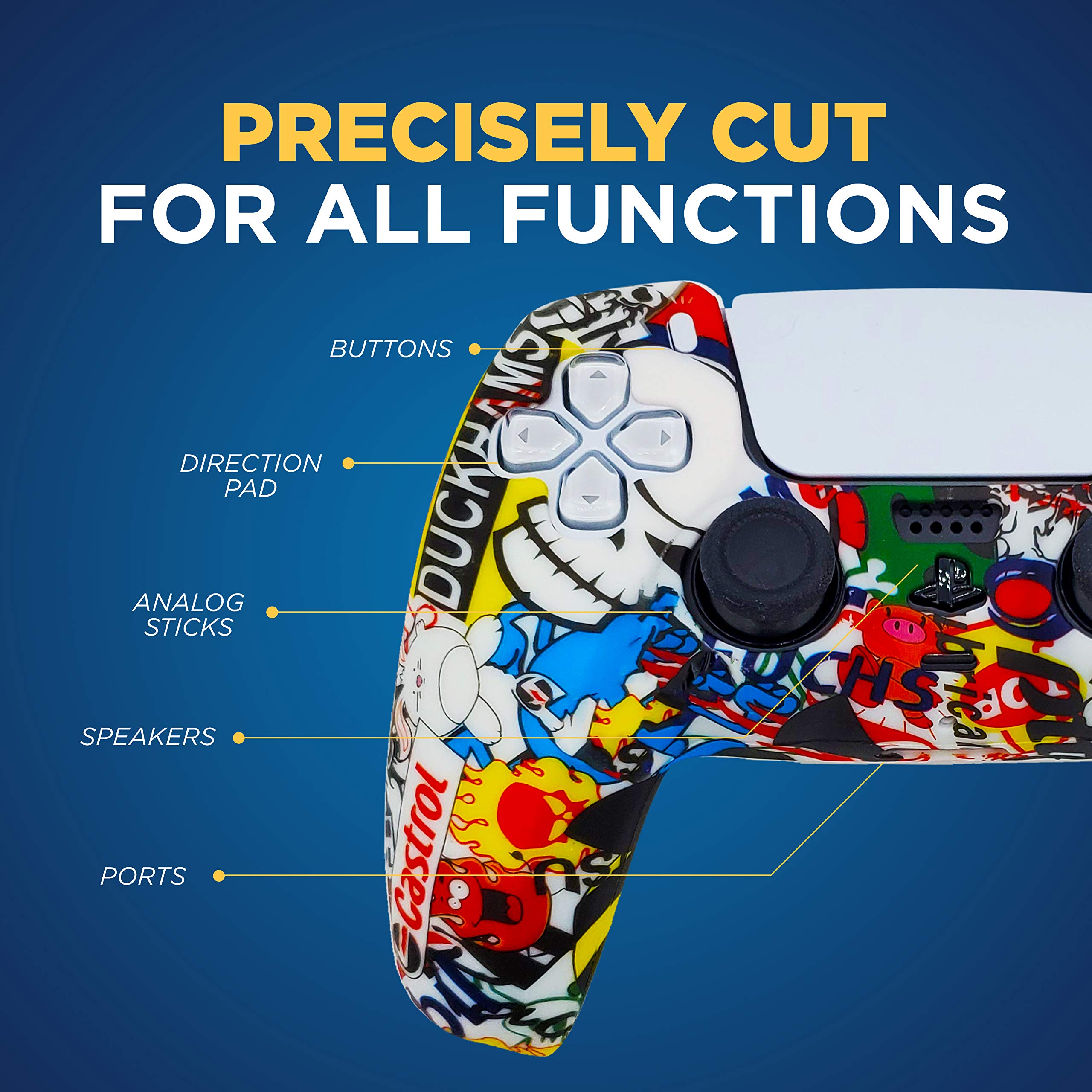 PS5 Silicone Gel Grip Controller Cover Skin Protector (ps5 Brand) Compatible for Sony Playstation 5, Compatible for Playstation 5 Accessories, Wireless Controller Protector Covers, PS5 Skin