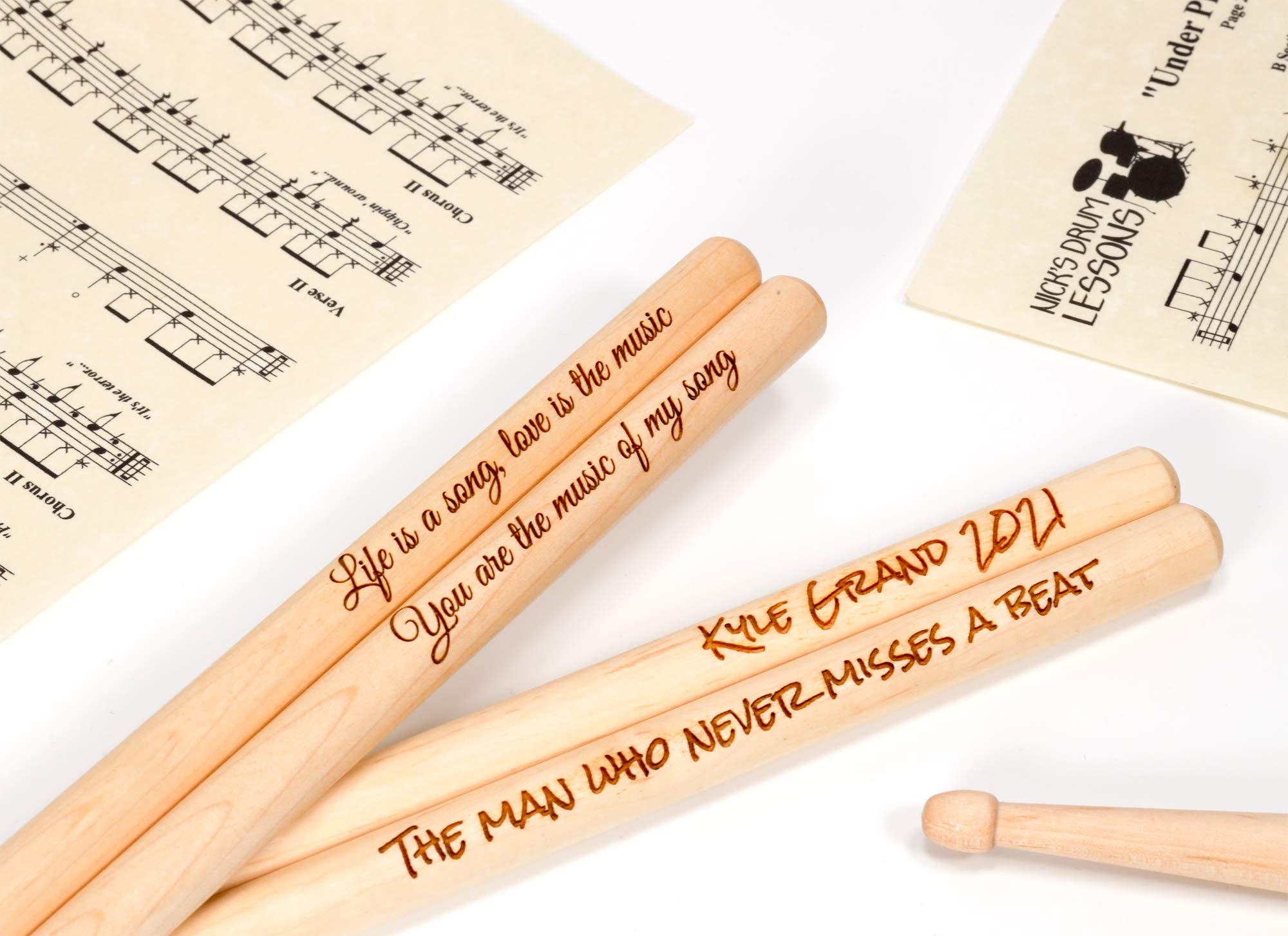 Personalized Custom Drum Sticks + Optional Gift Box - 5A Size | Design A Truly Unique Present | Laser Engraved