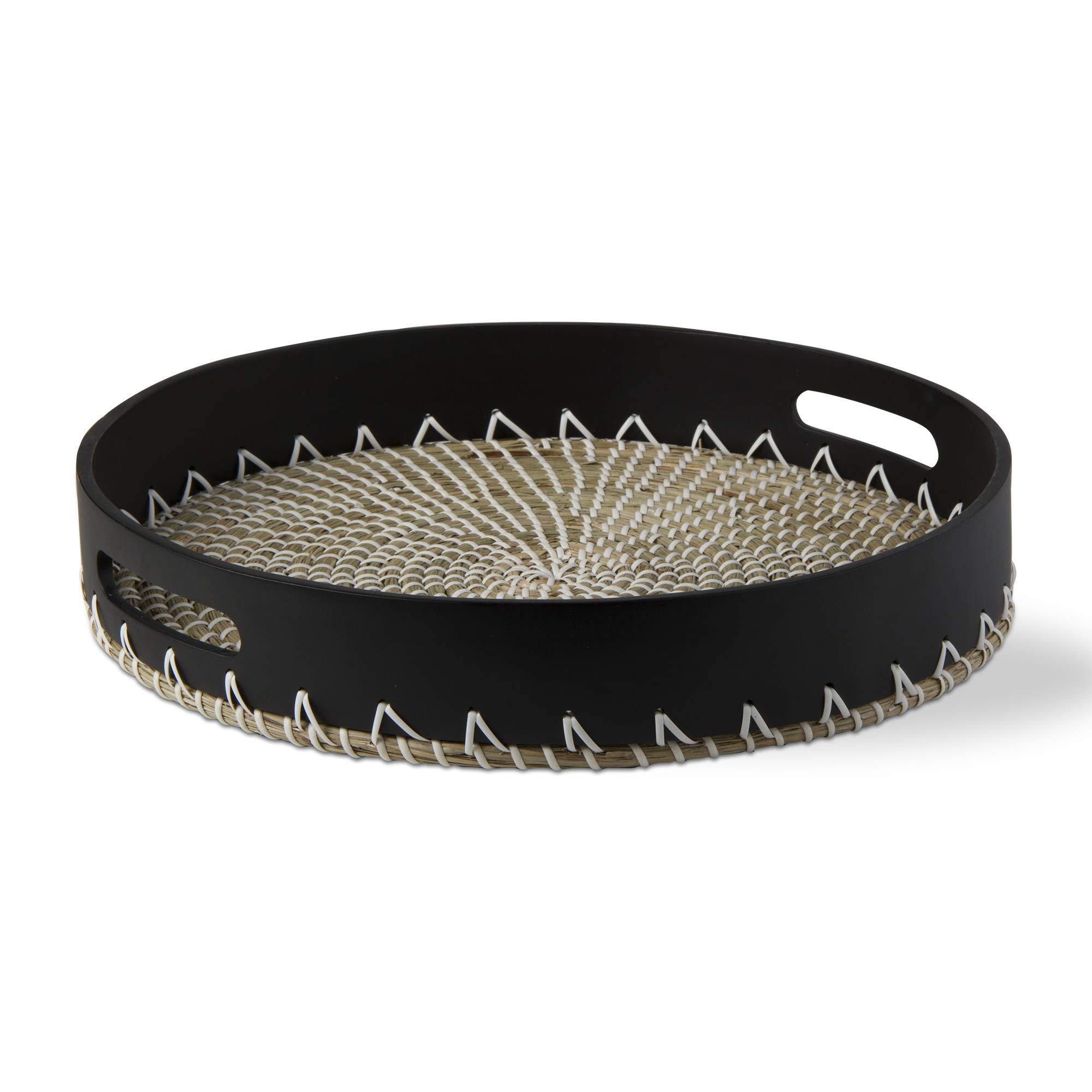TAG Sierra Serving Tray Round Serving Plate Made of Handwoven Seagrass and Bamboo Cream