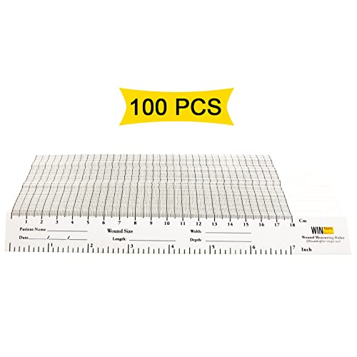 WIN TAPE 18cm / 7'' Educare Wound Ruler (PAPER) Wound Measuring Tape (Pack of 100) Medical Medimeter
