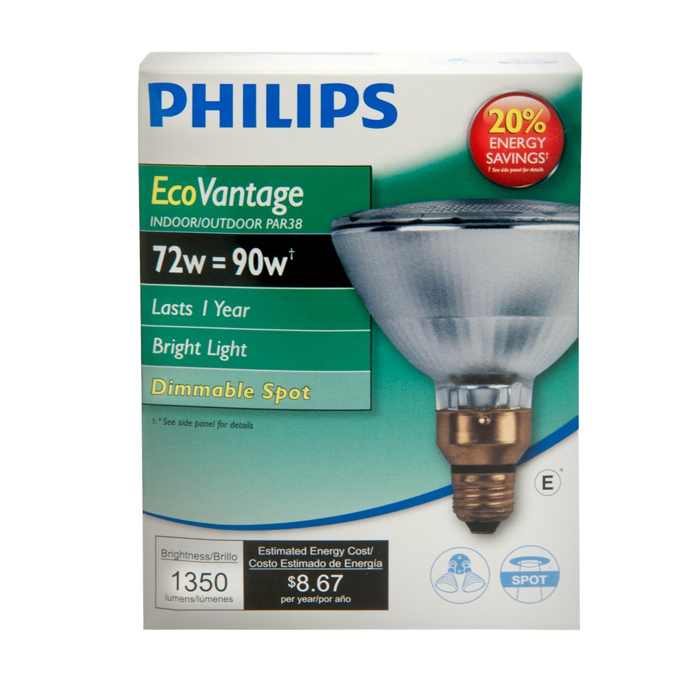 Philips 419382 Halogen PAR38 90 Watt Equivalent Dimmable Spot Standard Base Light Bulb (E26 base)