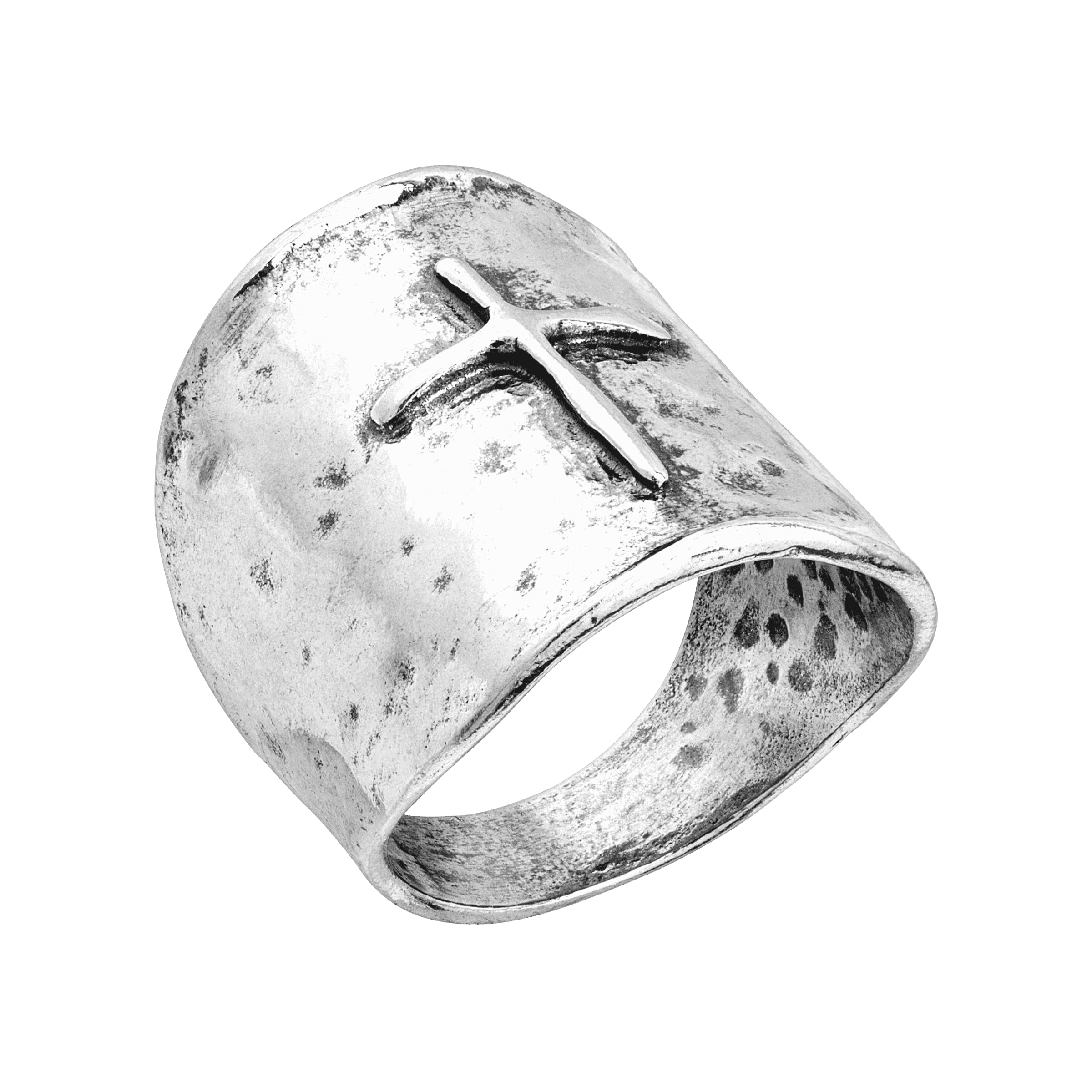 Silpada 'Raised Cross' Tapered Cross Ring in Hammered Sterling Silver, Size 9