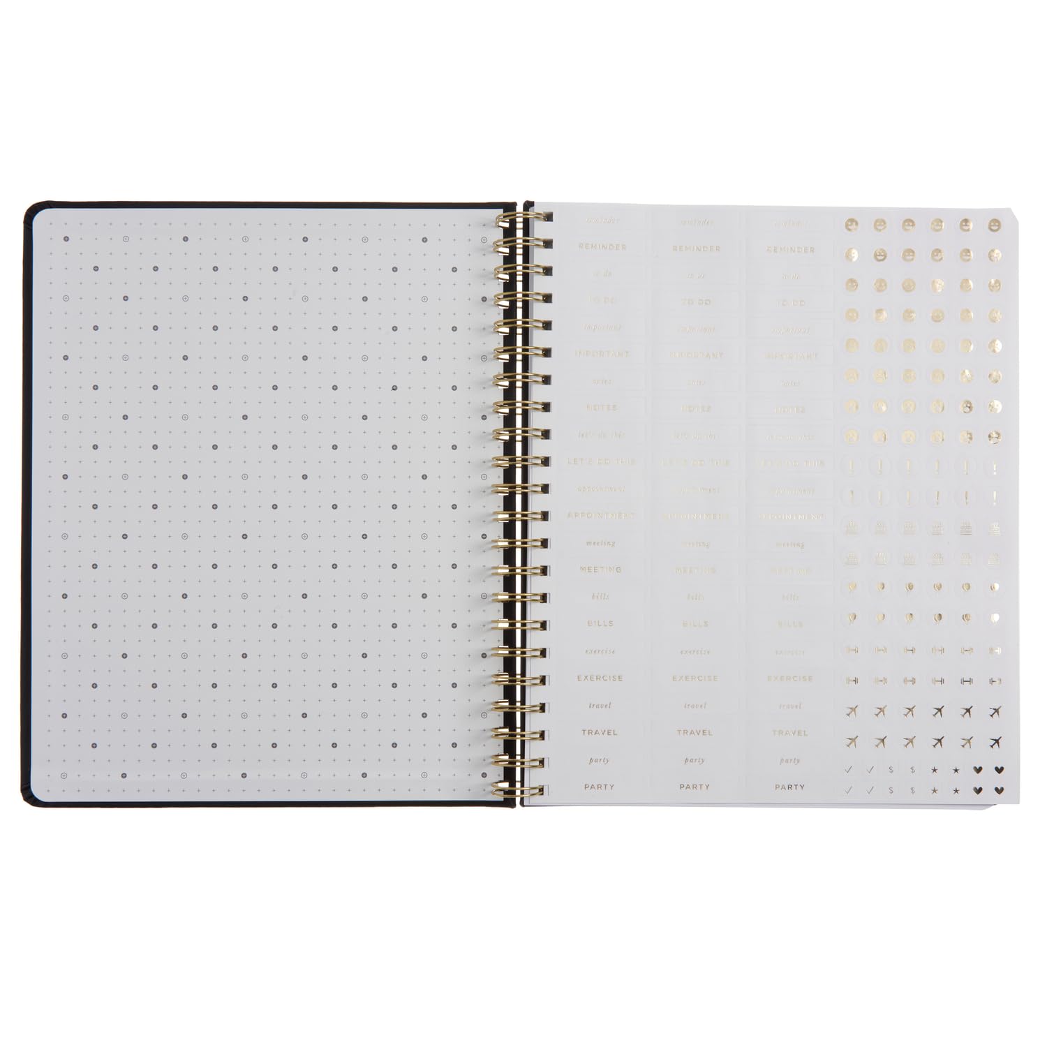 russell+hazel 2024 Weekly Planner, October 2023 - December 2024, Office Supplies, Black Vegan Leather, Includes 190 Stickers, 9.125β x 11.25β