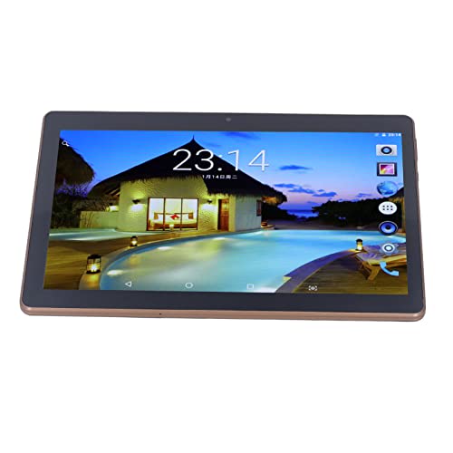 Smart Tablet, 5500mAh Octa Core HD IPS Touchscreen Tablet Gold 0.3MP Front 2MP Rear With USB Cable for Daily Use (EU Plug)