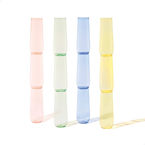 TOSSWARE POP 9oz Flute - Color Series SET OF 12, Premium Quality, Recyclable, Unbreakable & Crystal Clear Plastic Champagne Glasses