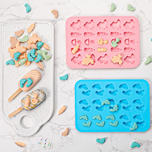 Webake Baby Feet Mold Baby Onesie Baby Bottle Pacifier Molds, Bite Size Silicone Chocolate Candy Molds Gummy Mould for Baby Shower Party Cake Decoration Cupcake Topper