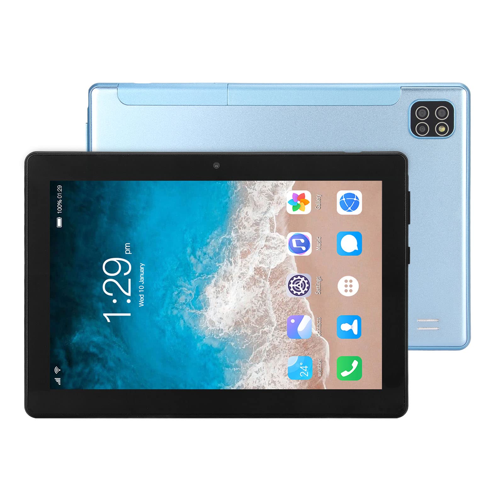 Smart Tablet, Dual Cameras GPS Tablet 4GLTE 1920X1200 Resolution 8 Inch Octa Core CPU 6GB+128GB Storage with OTG Cable for Entertainment for Reading (Blue)