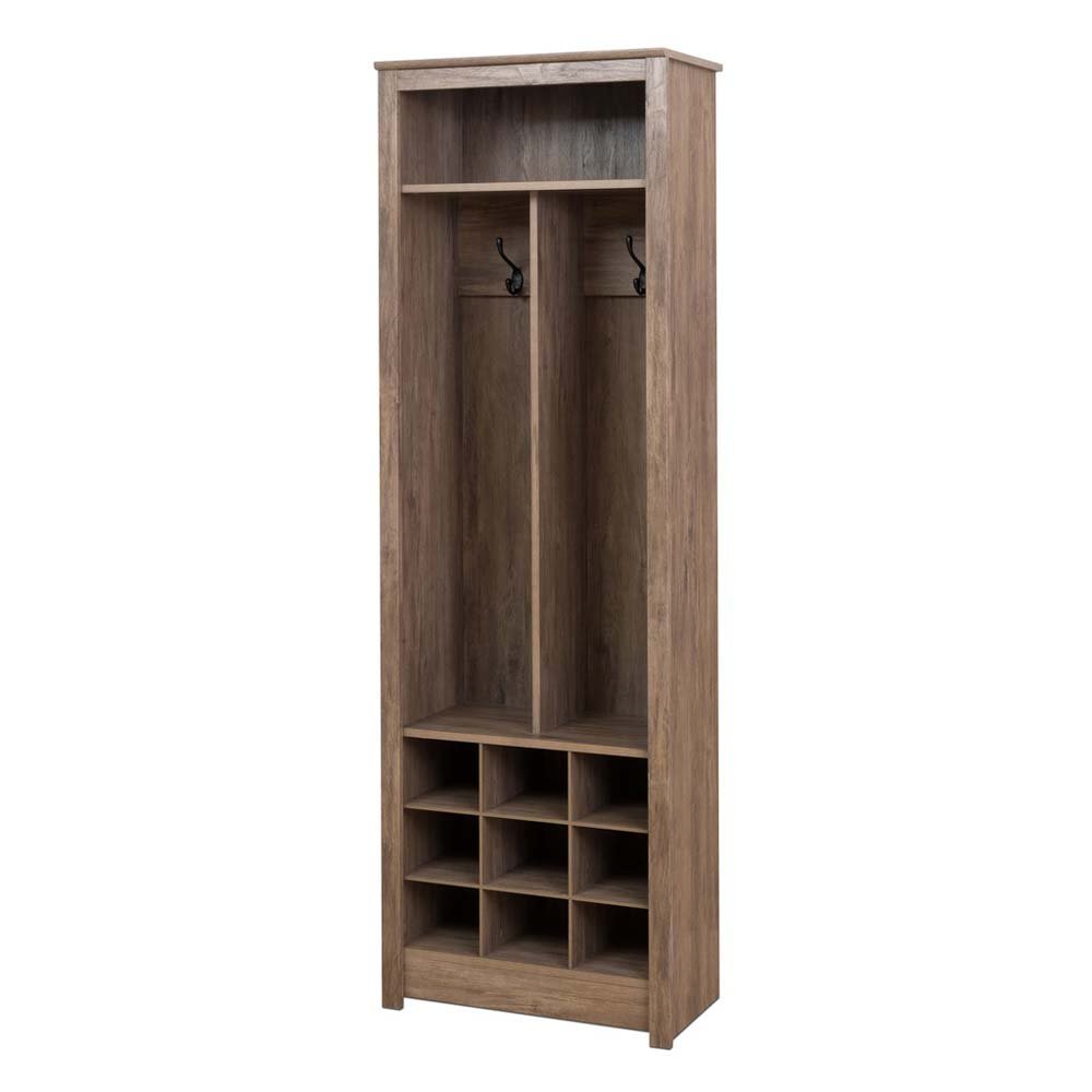 Prepac Space-Saving Entryway Organizer with Shoe Storage, Drifted Gray