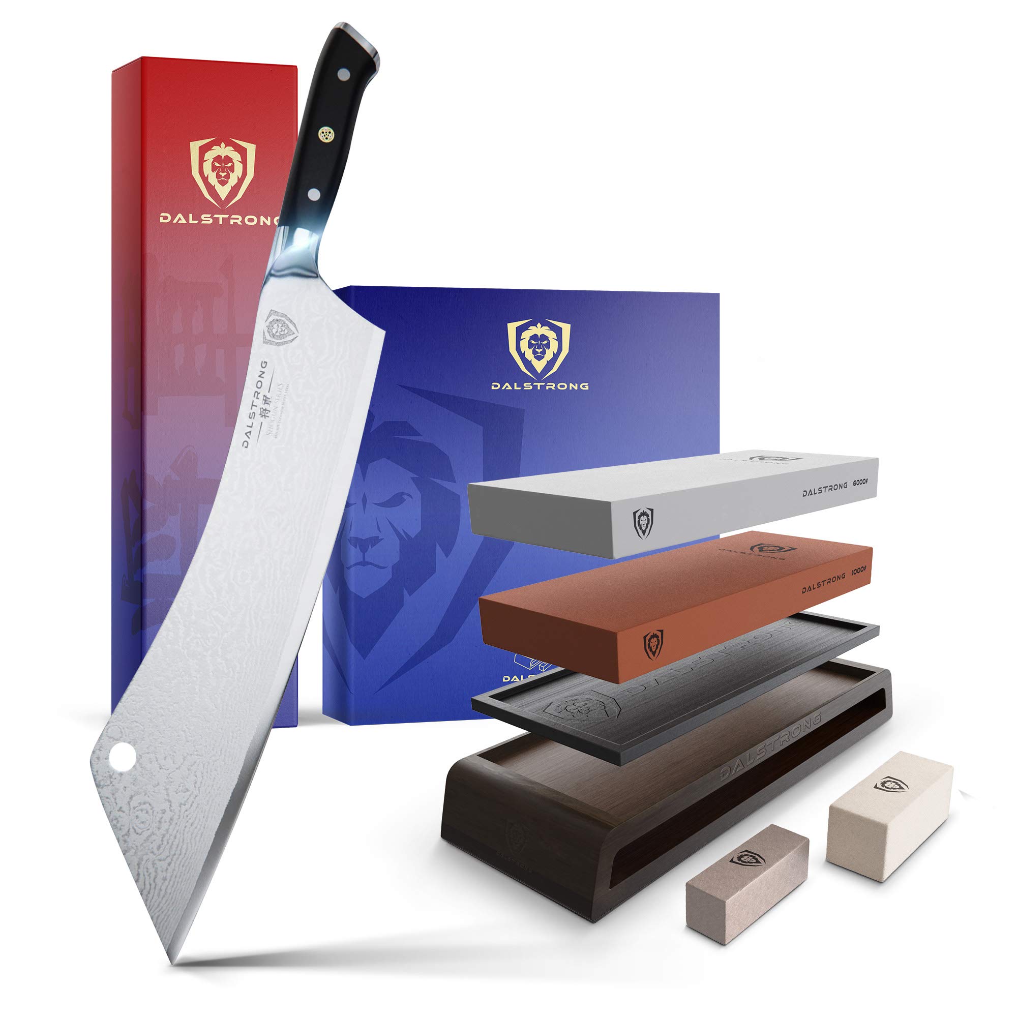 The Shogun Series 12" Crixus Chef's Knife Bundled with The Dalstrong Premium Whetstone Kit - #1000/#6000 Grit