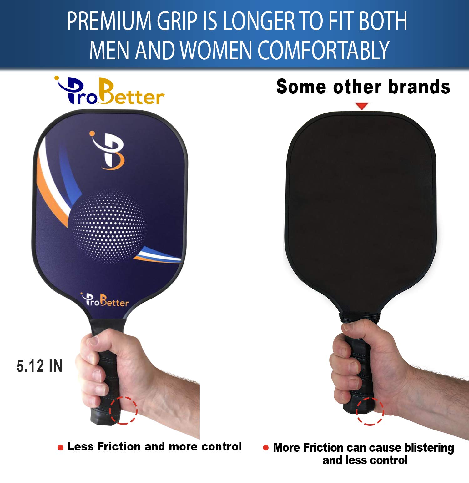 ProBetter Pickleball Paddle - USAPA Approved - Graphite Face Honeycomb Core - Edge Guard - Pickleball Racket Cover - Premium Cushion Grip Provides Perfect Balance Power Control for All Players