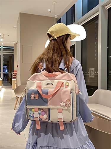 Tote Bag with Accessories Pins for Women Crossbody Shoulder Bag Casual(Pink-64, One Size)