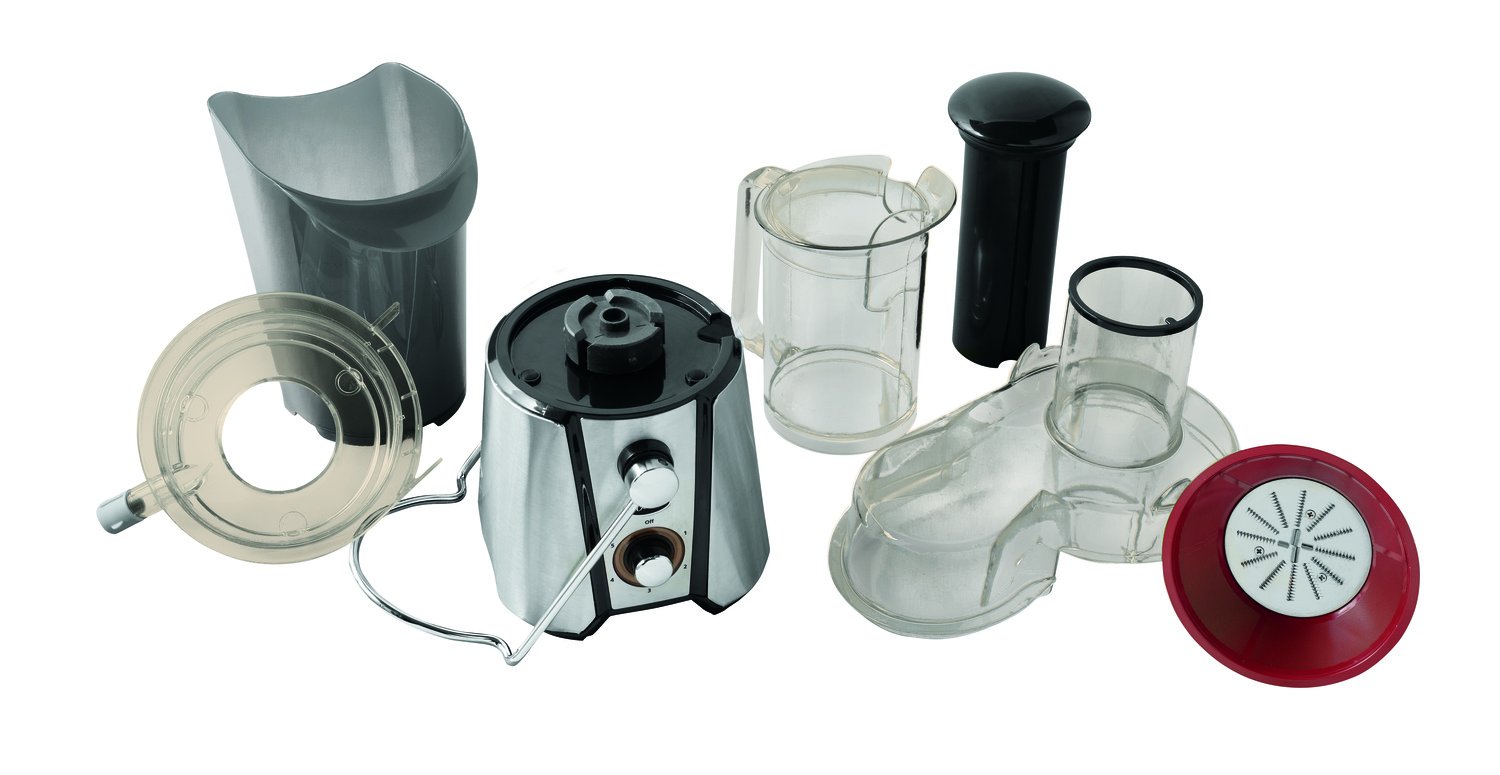 Oster JusSimple 5 Speed Easy Clean Juice Extractor with Extra-Wide Feed Chute, FPSTJE9020-000, 1000W, Black/Silver