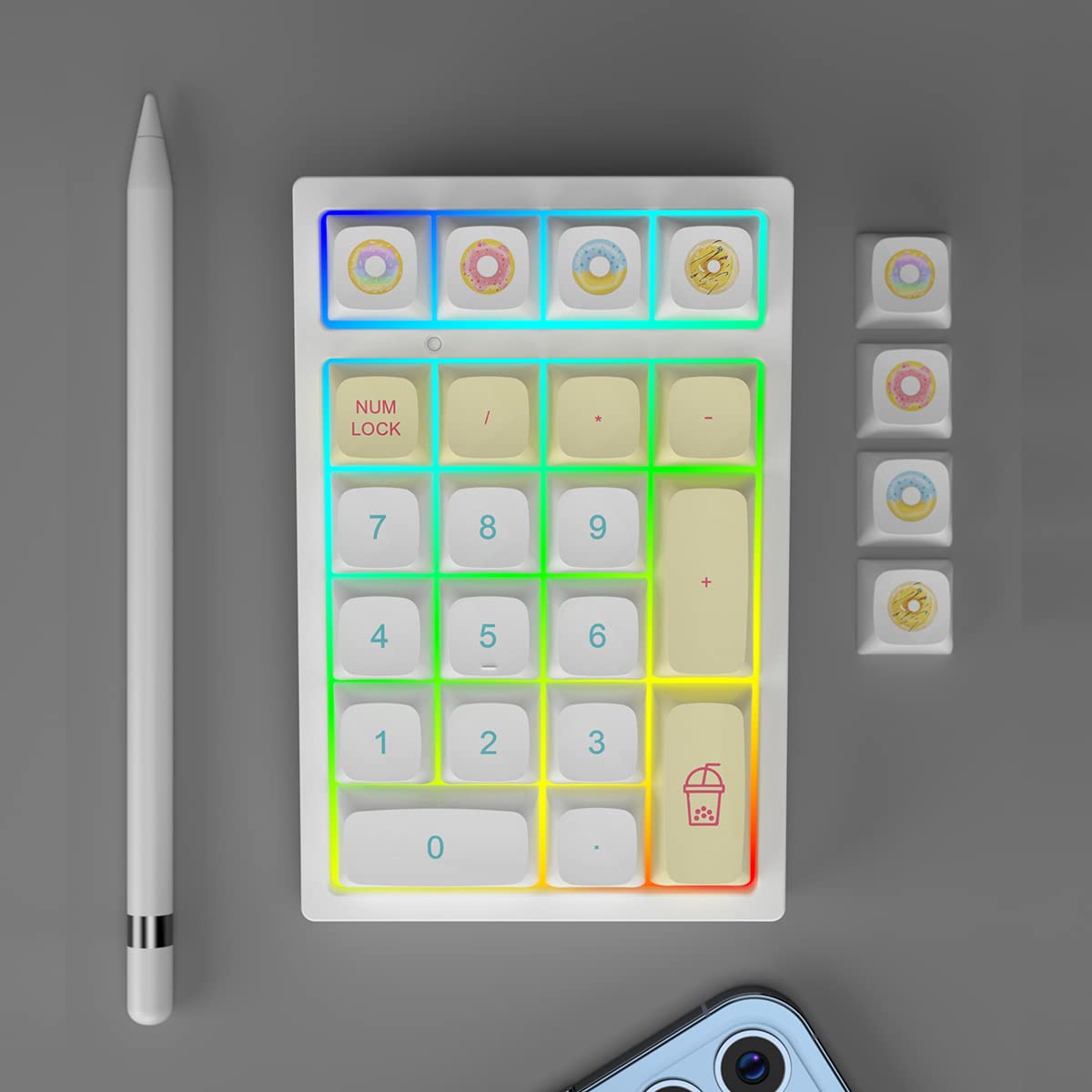 YUNZII YZ21 Hot Swappable Mechanical Numeric Keypad, RGB 21 Keys Wired Mini Numpad Gaming Keypad (Gateron Red Switch, Macaron)