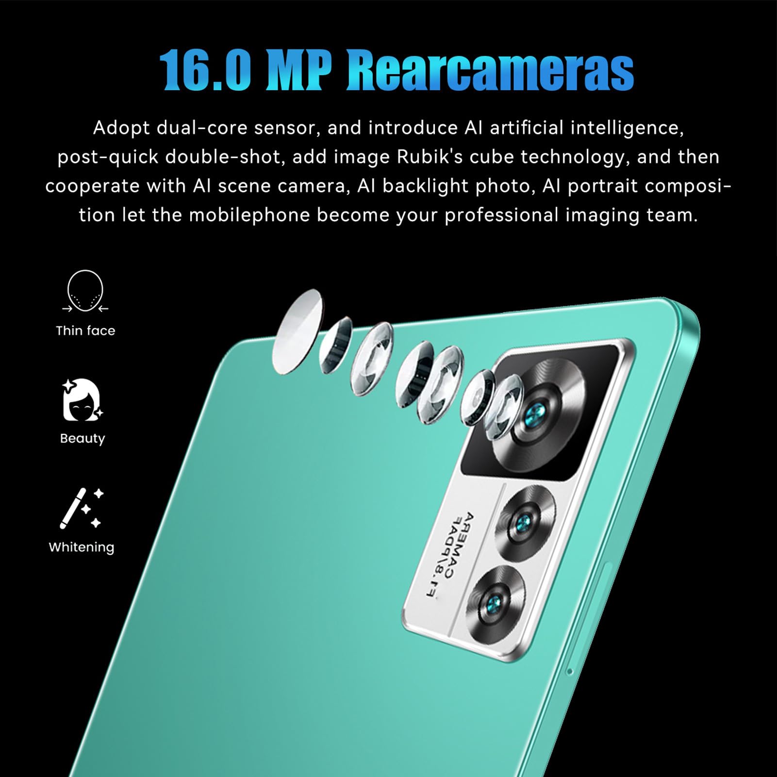 SHYEKYO Gaming Tablet, Tablet PC 2 Card Slots 8GB RAM 256GB ROM 5G WiFi 4G LTE Octa Core CPU 10.1 Inch LCD for Business (US Plug)