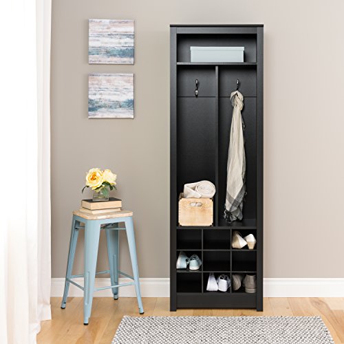 Prepac Space-Saving Entryway Organizer with Shoe Storage, Black