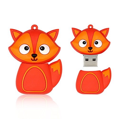 QICAIHU Novelty Fox Shape Design 64B USB 3.0 Flash Drive Cute Memory Stick Thumb Drive Data Storage Pendrive Cartoon Jump Drive Gift