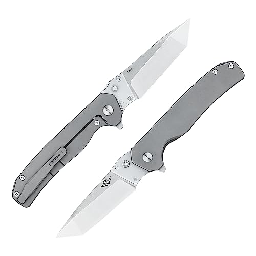 OKNIFE Freeze 4 Ti Folding Knife, Replaceable Blade EDC Pocket Knife with 154CM Stainless Steel Point Blade Tanto Blade, TC4 Titanium Alloy Handle and Frame Lock for Camping, Hiking