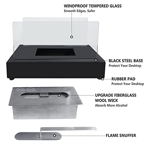 Skypatio Tabletop Fire Pit for Smores Maker, Portable Bio Ethanol Tabletop Fireplace for Indoor/Outdoor Patio