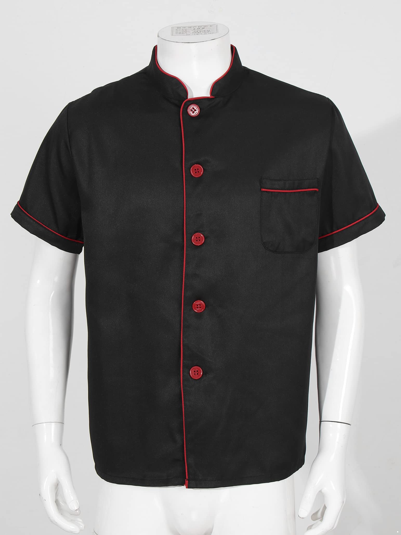 YOOJOO Men's Chef Coat Uniform Short Sleeve Cook Jacket Restaurant Kitchen Work Clothes 03 Large