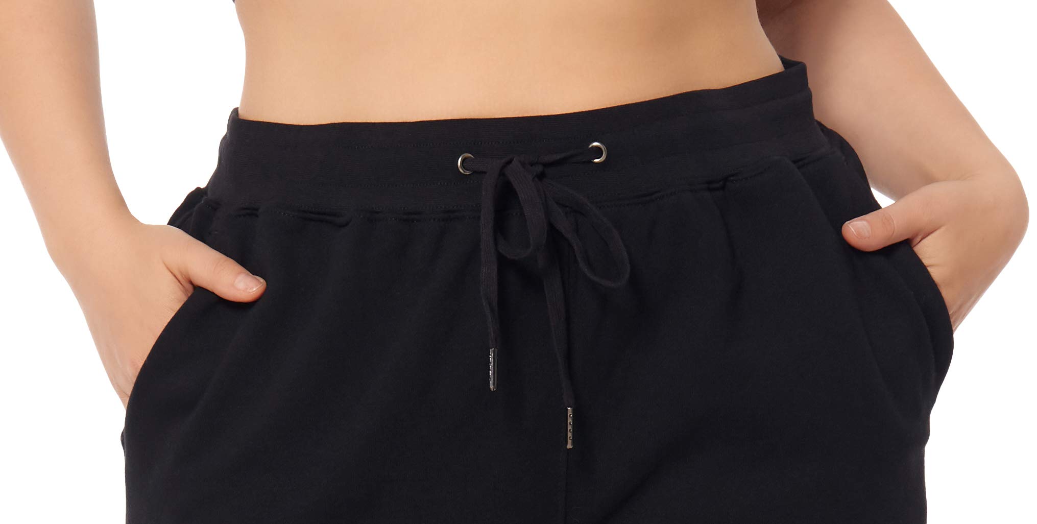 ZERDOCEAN Women's Plus Size Cotton Sweatpants Cozy Joggers Pants Tapered Active Yoga Lounge Casual Pants Drawstring Black 2X