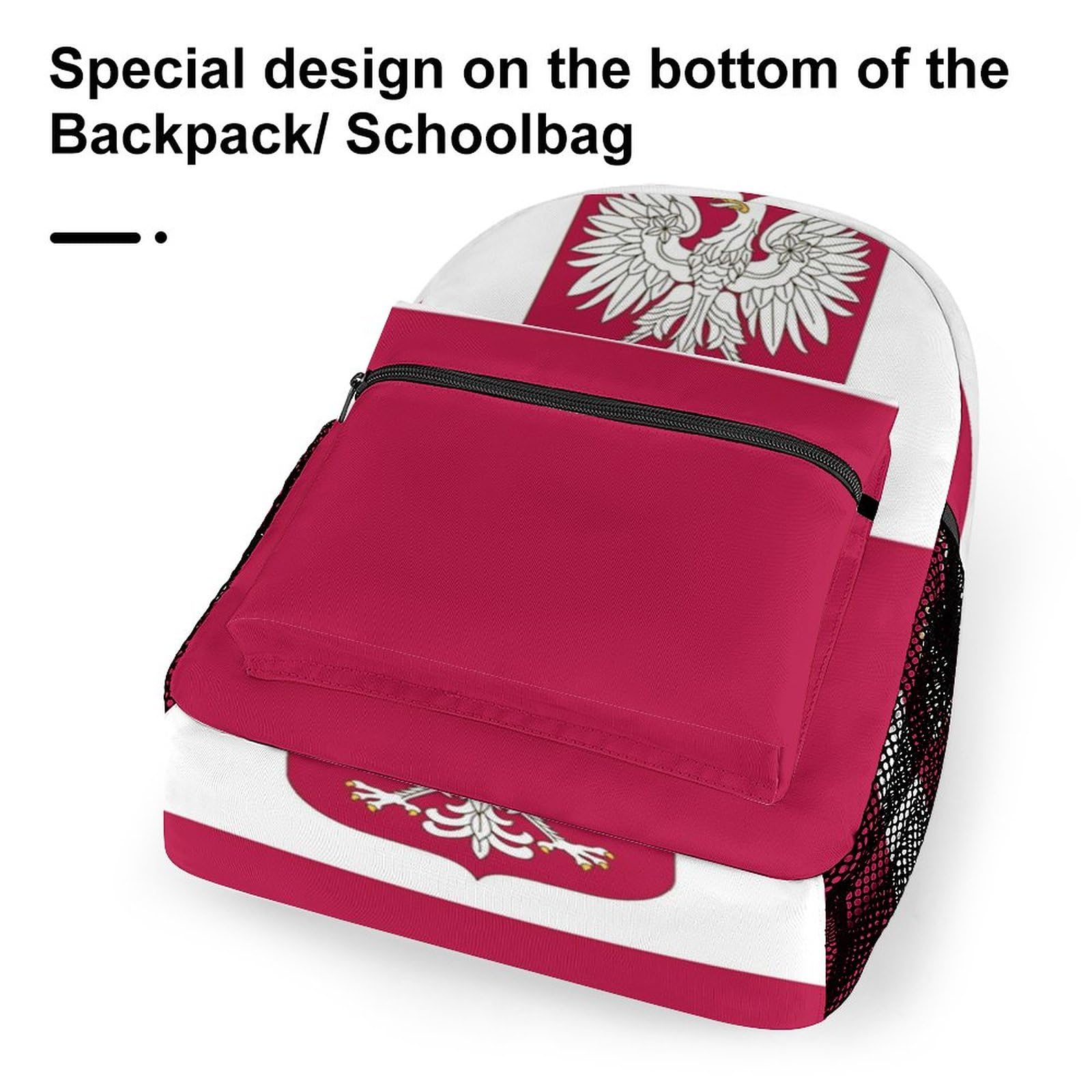 Polish Flag Eagle Travel Laptop Backpack Casual Daypack with Mesh Side Pockets for Book Shopping Work