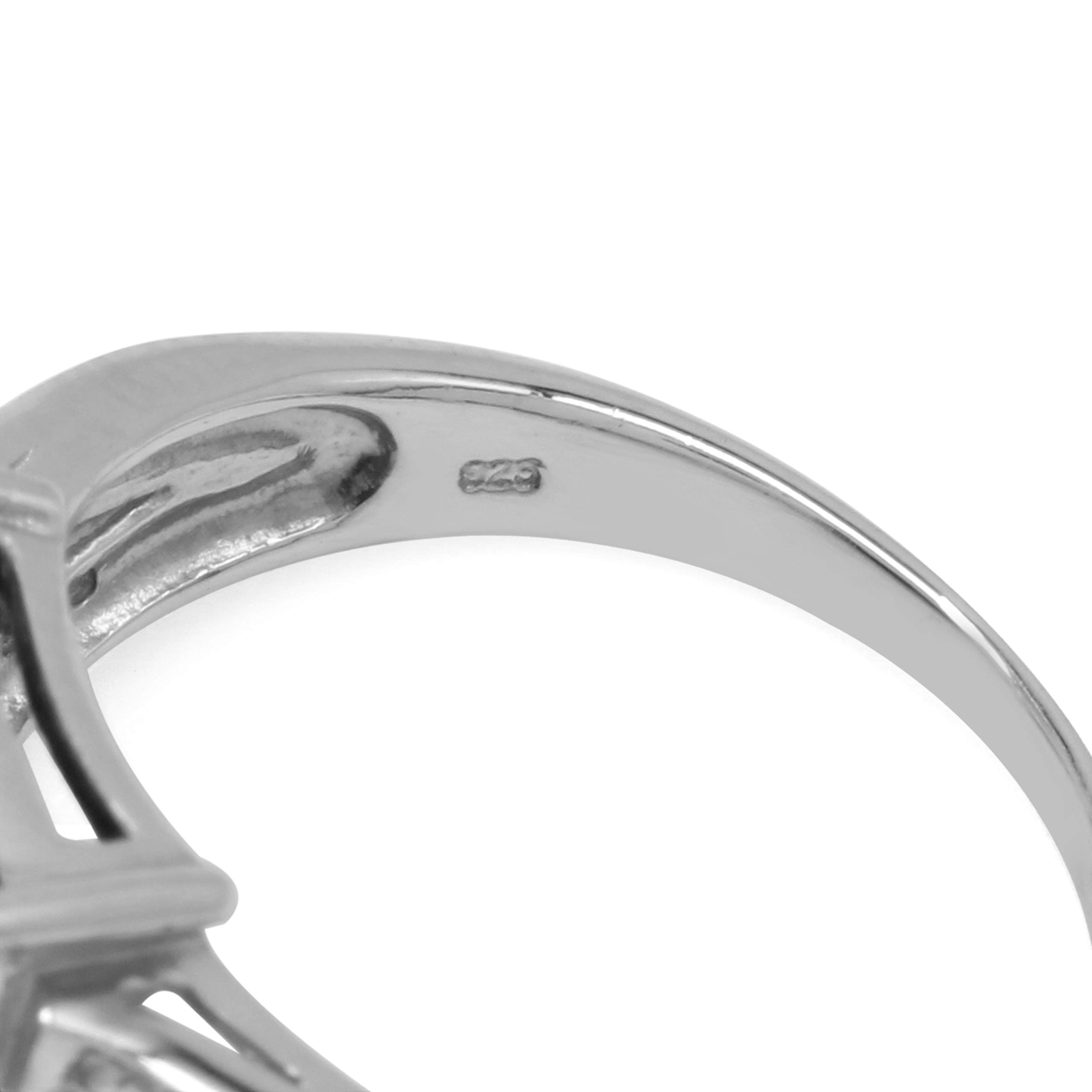 Silvershake Genuine 5.9 Ct Octagon 12x10 mm Black Onyx and Cubic Zirconia White Gold Plated 925 Sterling Silver Cocktail Ring Size 9
