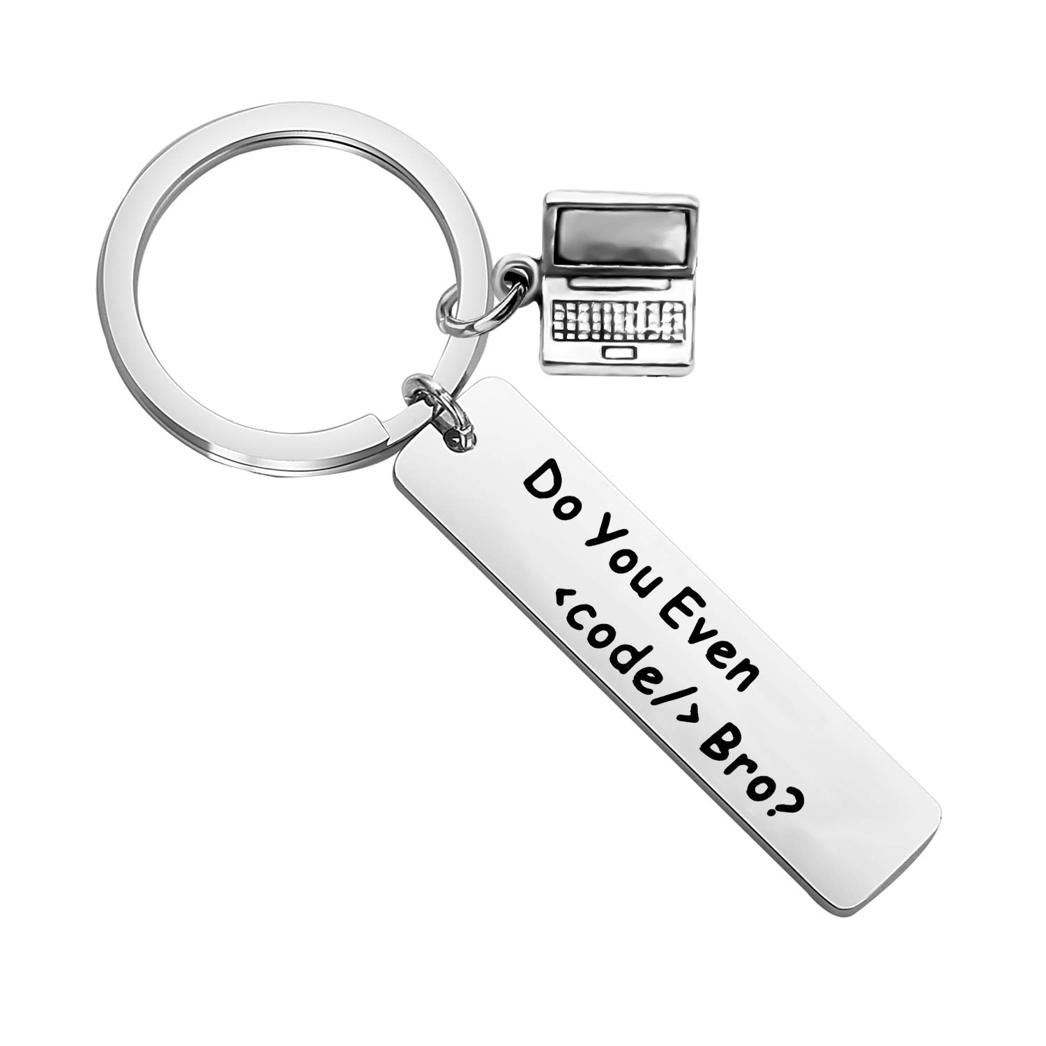 Programmer Gift Coder Gift Computer Science Tech Web Developer Gift IT Gift Computer Nerd Gifts Do You Even Code Bro (Programmer Keychain)