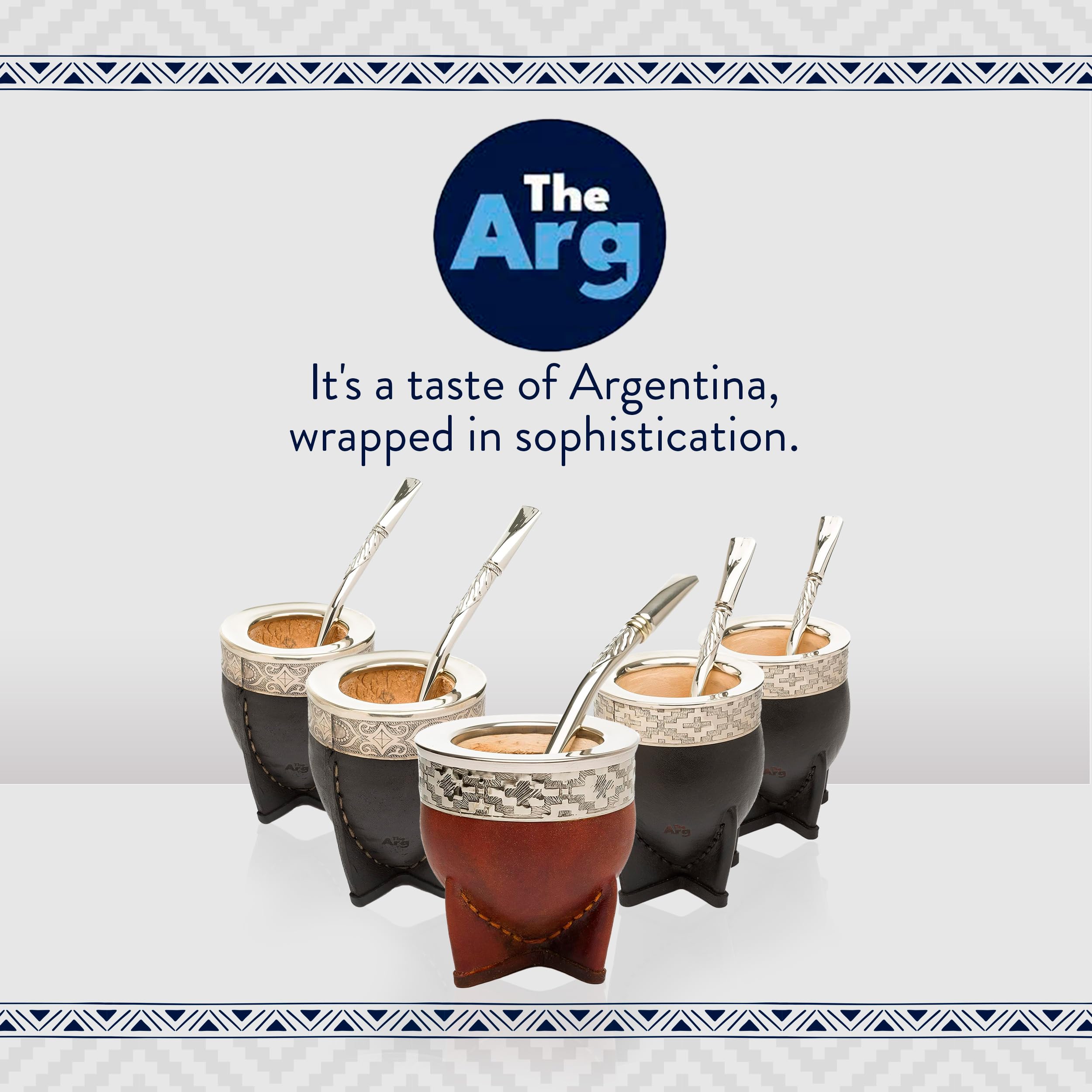 THEARG | Yerba Mate Gourd Set with Stainless Steel Straw | Handmade Leather Yerba Mate Cup and Bombilla Set from Argentina - Beach Essentials - Idea for Gifts | Travel Cup Mate