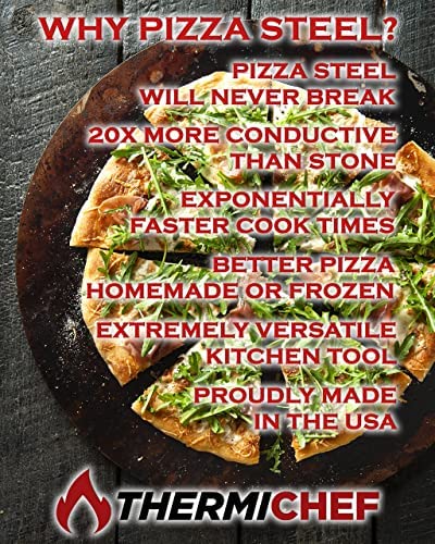 THERMICHEF by Conductive Cooking Square Pizza Steel 1/4" Deluxe version, 14"x20" XL