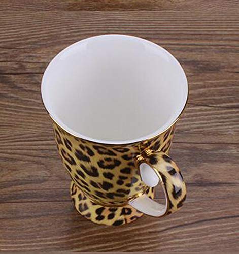 YBK Tech Novelty Porcelain Tea Cup, 9oz Coffee Cup for Home Kitchen Office (Leopard Print)