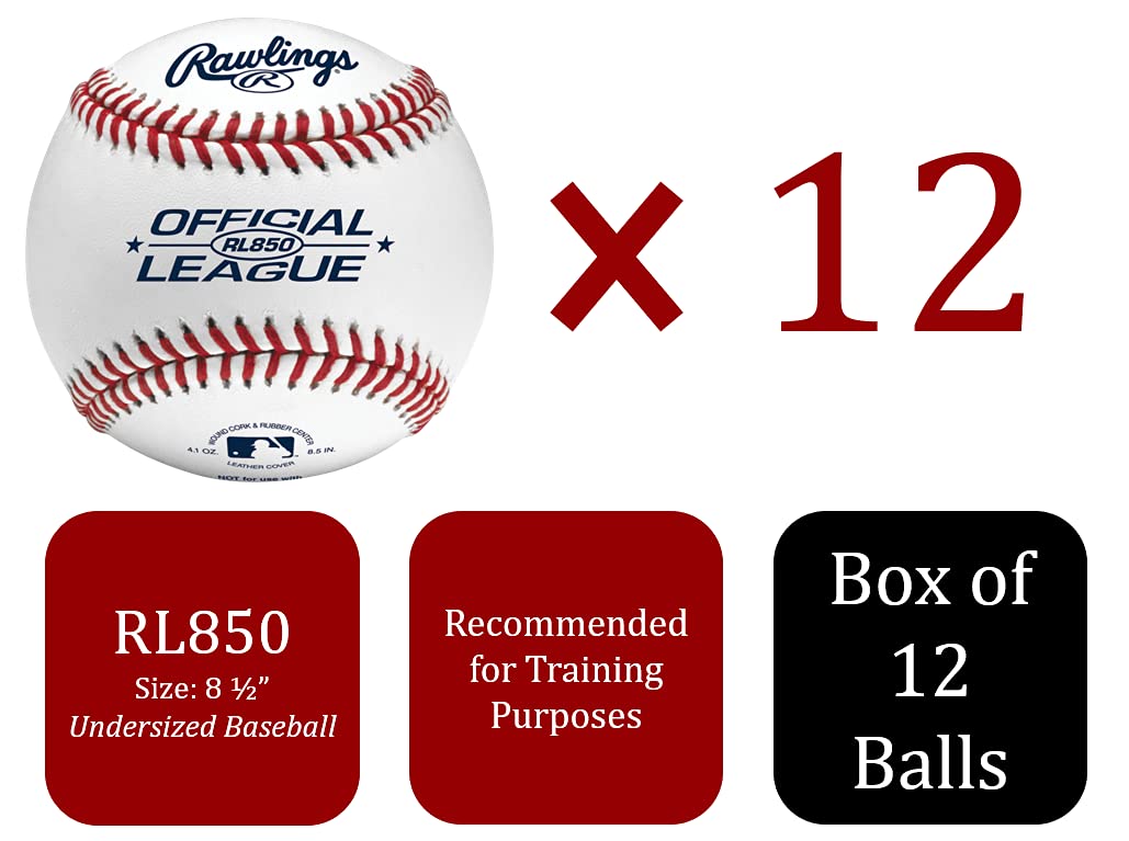 Rawlings | UNDERSIZED Official League Practice Baseballs | 8.5" | 12 Count