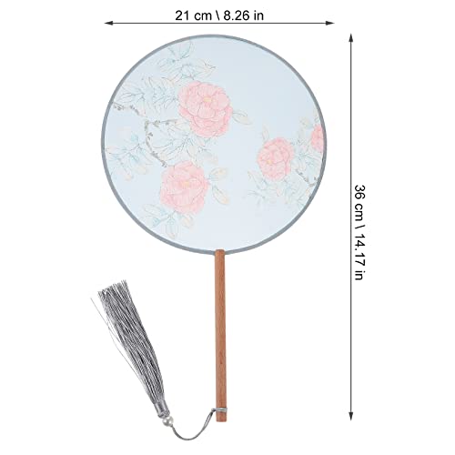 wrtgerht Chinese Round Fan Ancient Hand Fan Translucent Silk Fan Vintage Embroidery Hand Circular Fan Silk Dance Fan Wedding Supplies