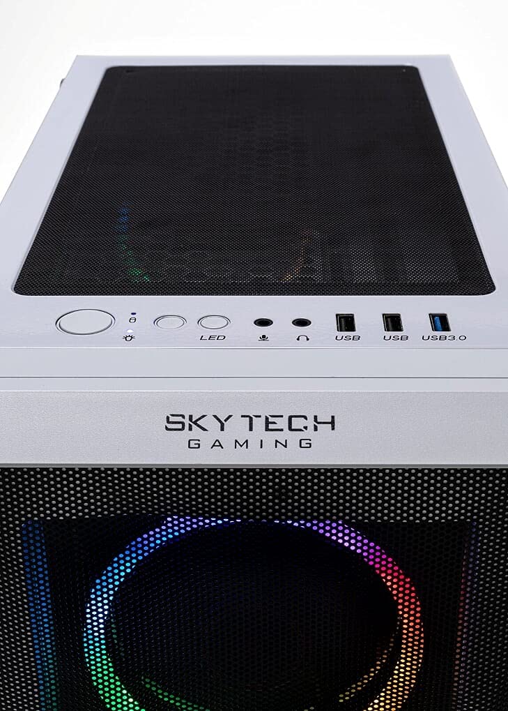 Skytech Gaming Chronos Gaming PC Desktop - AMD Ryzen 5 5600X 3.7GHz, RTX 3070 8GB, 16GB DDR4 3200, 1TB NVME, 650W Gold PSU, Windows 10 Home 64-bit, AC WiFi, White