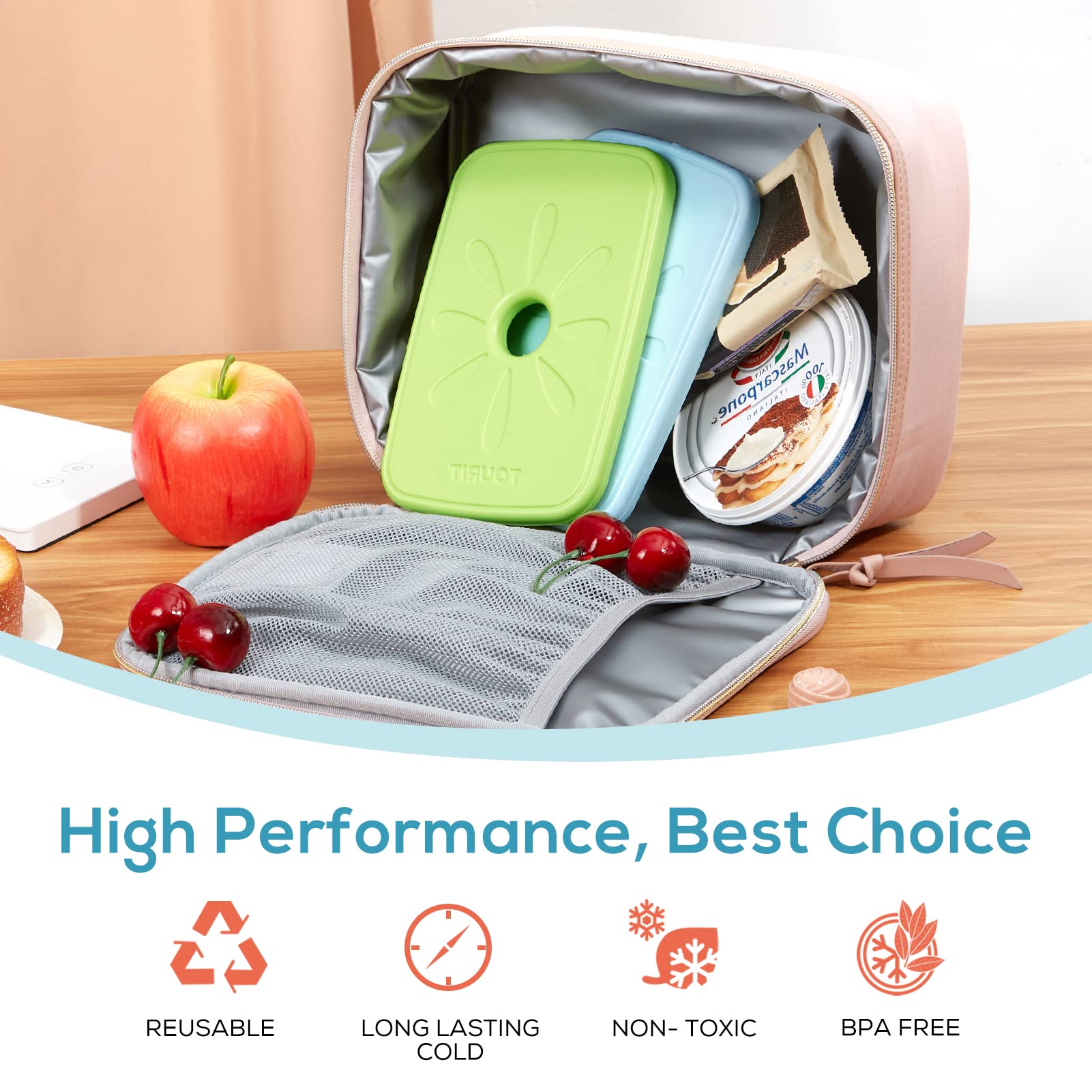 TOURIT Lunch Bag for kids Bundle with 4 Ice Packs