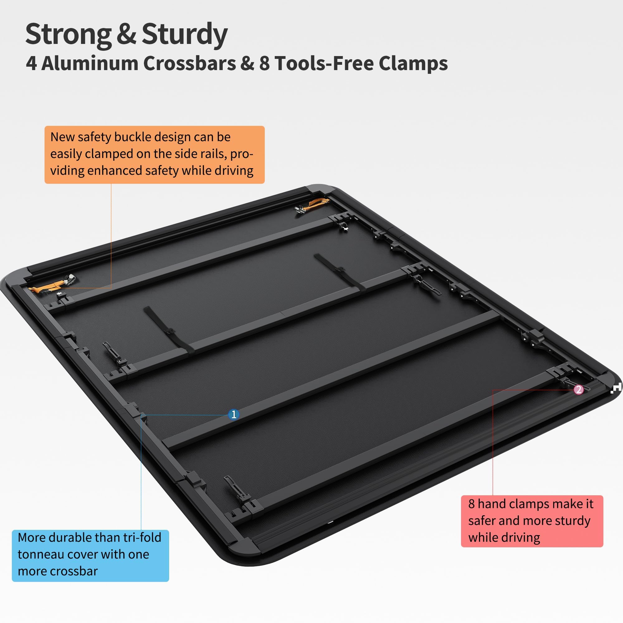 OEDRO Quad Fold Tonneau Cover Soft Four Fold Truck Bed Covers Compatible with 2009-2014 Ford F-150 F150 5.6' Bed